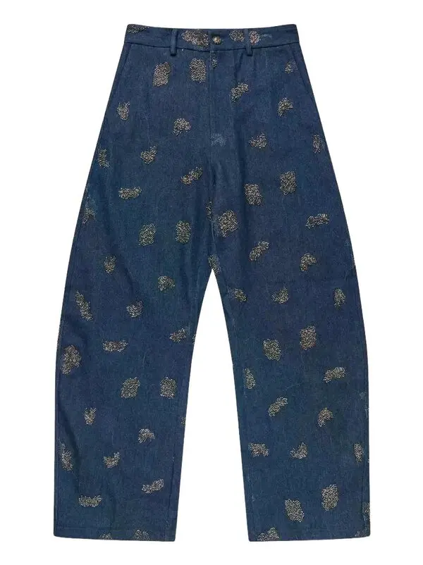 Munthe Vasler Bead-embellished Wide Leg Jeans - Blue