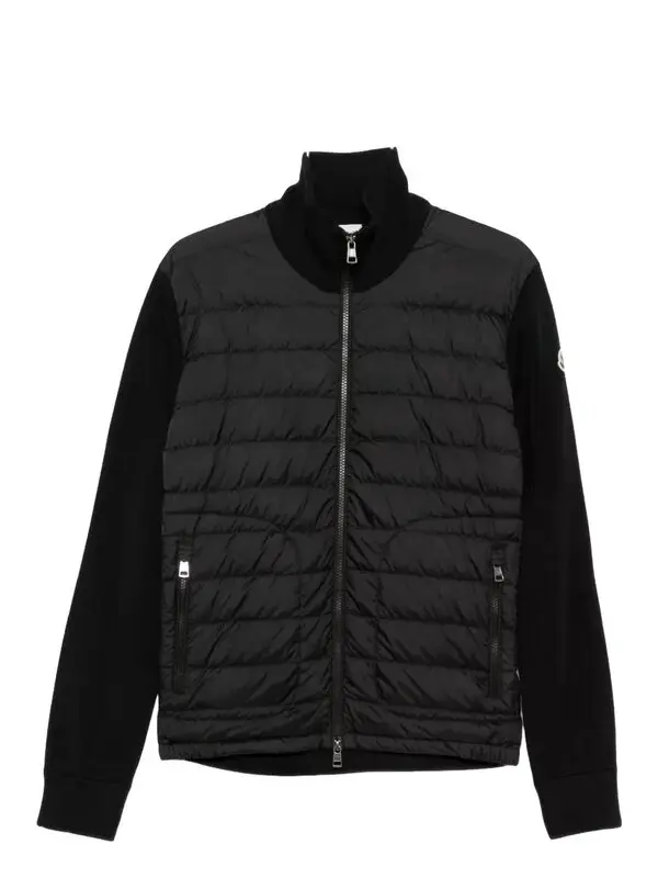 Moncler Quilted Panel Zip-up Jacket - Black