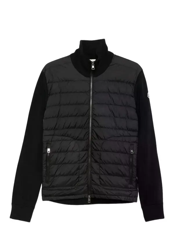 Moncler Quilted Panel Zip-up Jacket - Black