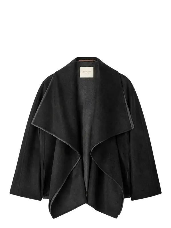 RETORI Shawl Collar Wool Coat - Black