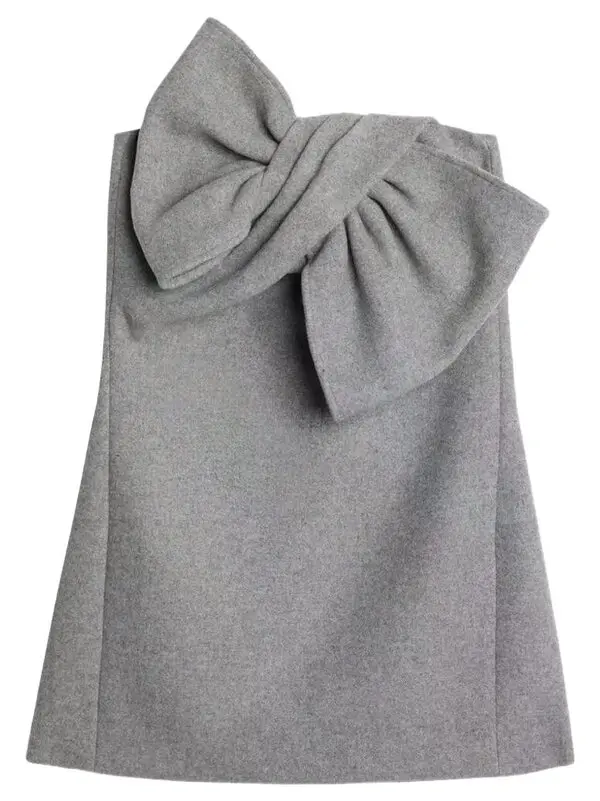 7 For All Mankind Strapless Dress With Oversized Bow Detail - Grey
