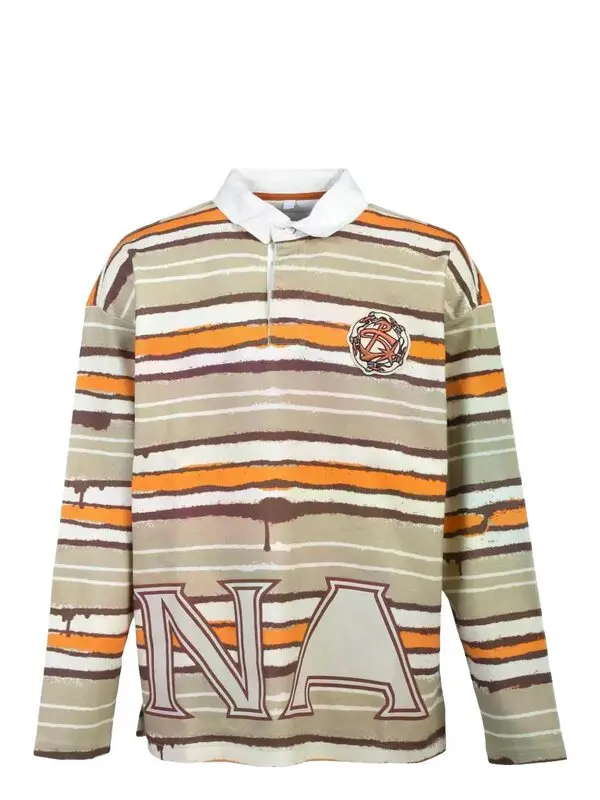 NAPA BY MARTINE ROSE Graphic-print Long-sleeved Polo Shirt - Neutrals