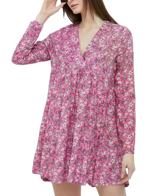 BENETTON V-neck Floral Dress - Pink