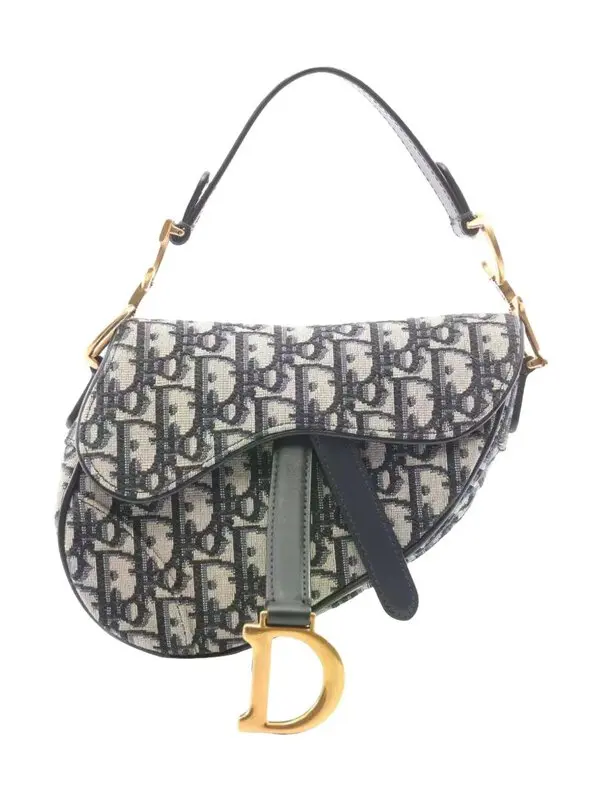 Dior Mini Oblique Canvas Saddle Bag Satchel - Blue