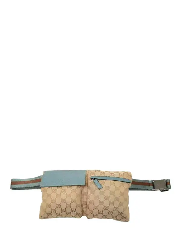 Gucci Gg Canvas Web Double Pocket Belt Bag - Neutrals