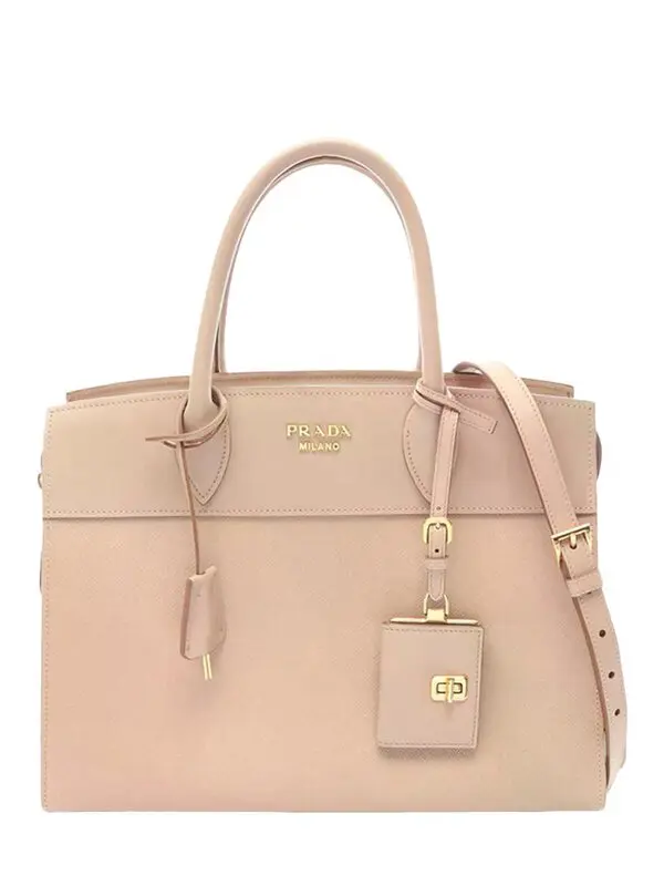 Prada Saffiano And City Calf Esplanade Satchel - Brown