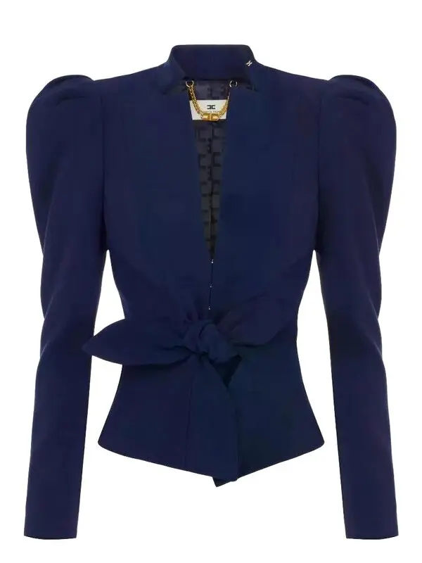 Elisabetta Franchi Lightweight Crêpe Jacket With Bow - Blue