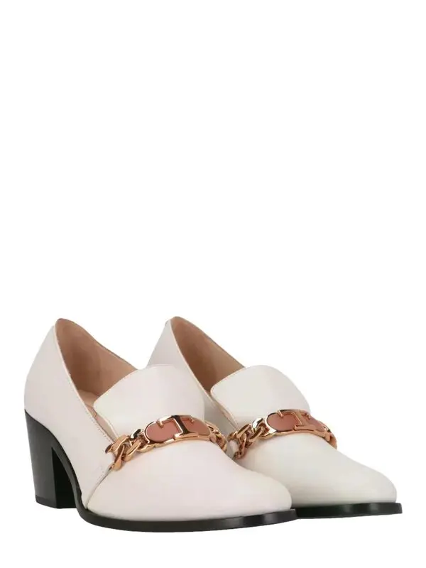 TOD'S Chain-link Block-heel Loafers - White
