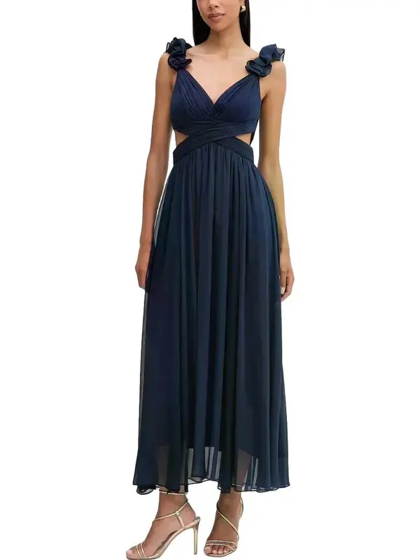 MORGAN Ruffled-strap Cutout Midi Dress - Blue