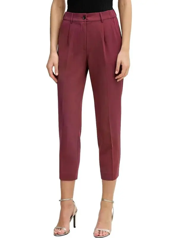 Sisley Pleated Cropped Trousers - Red