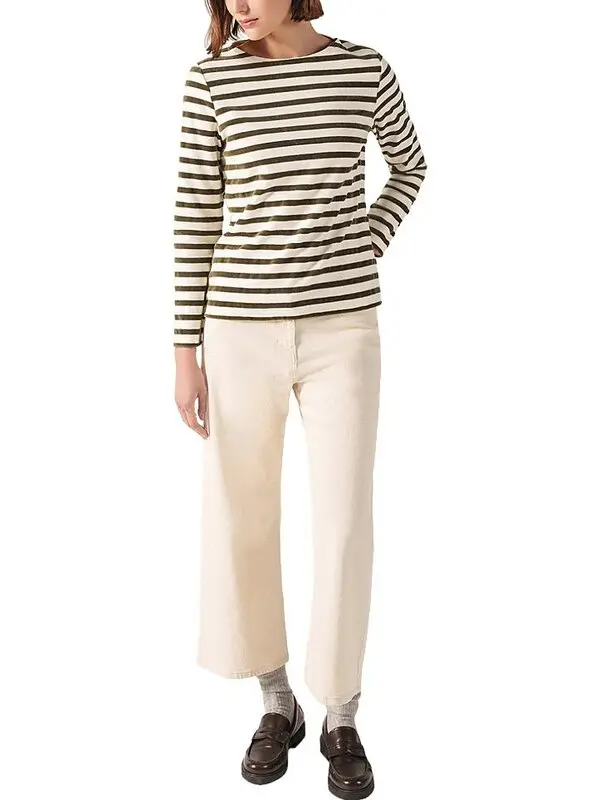 Saint James Merivelours Breton Long Sleeve Top - Ecume/land