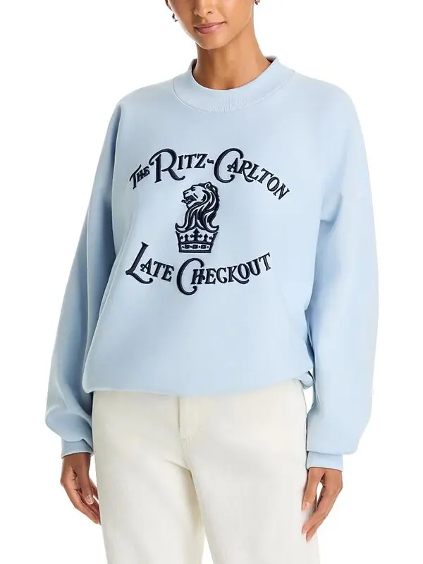 LATE CHECKOUT Ritz Carlton Logo Graphic Sweatshirt - Light/pastel Blue