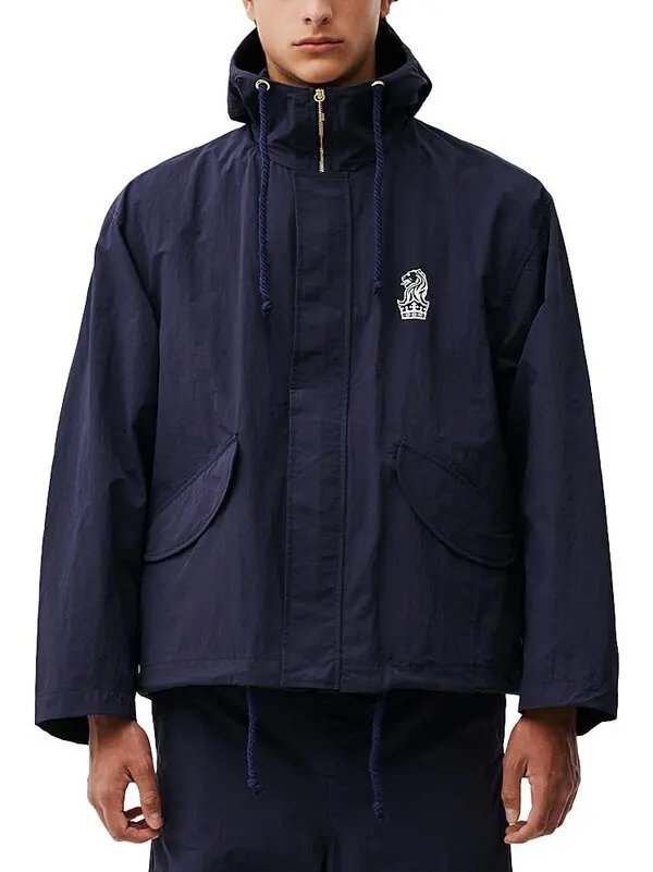 LATE CHECKOUT Relaxed Logo Parka Jacket - Navy