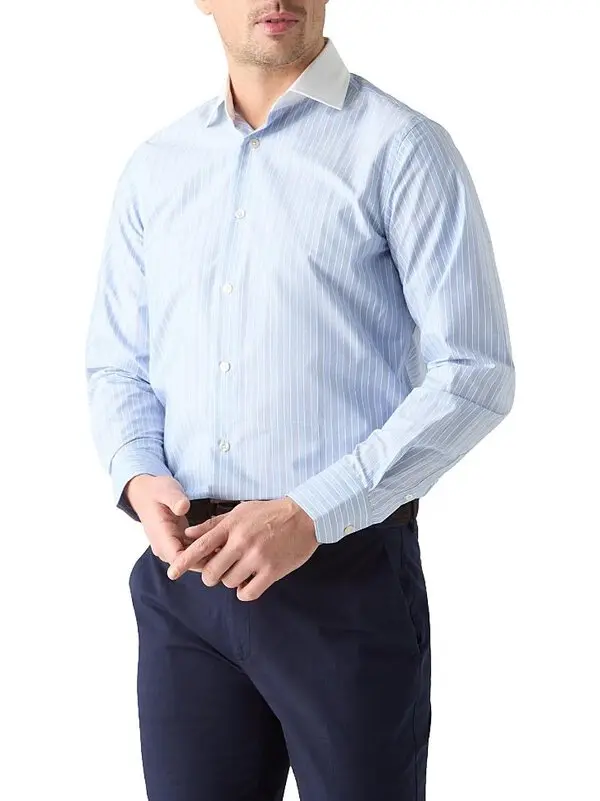 Robert Talbott Reynolds Multi Stripe Light Weight Poplin Shirt In Contemporary Fit - Blue