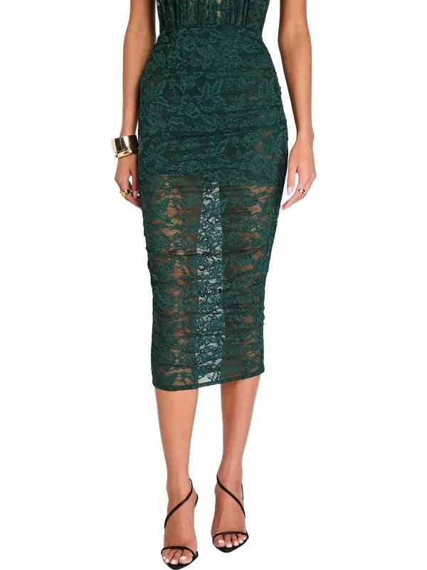SEROYA Lace Pencil Skirt - Evergreen