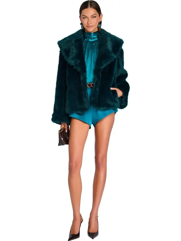 Retrofete Olsen Faux Fur Jacket - Sarcelle