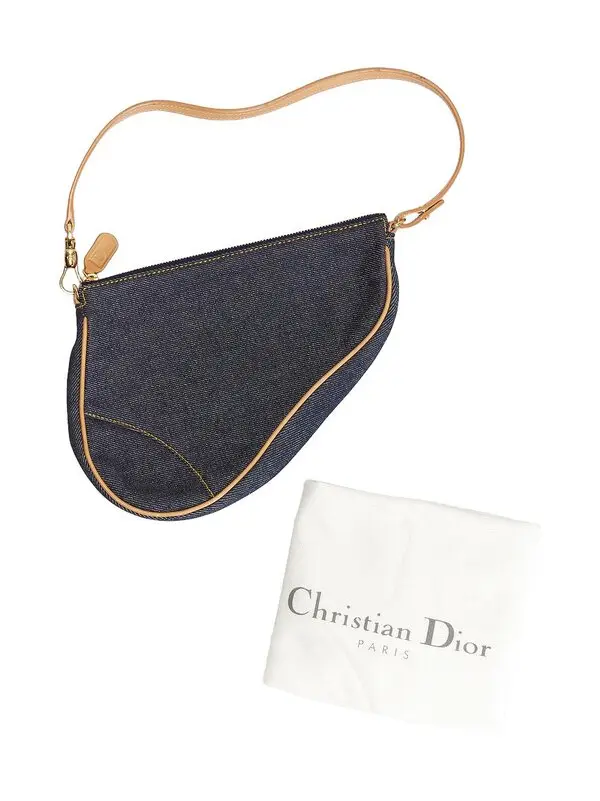 FWRD RENEW Dior Denim Pochette Saddle Bag - Blue