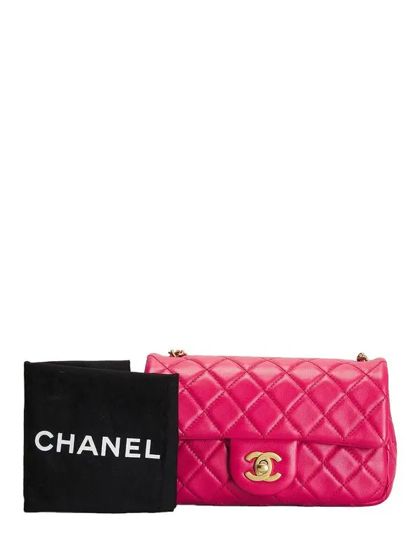FWRD RENEW Chanel Lambskin Leather Mini Pearl Crush Flap Bag - Pink