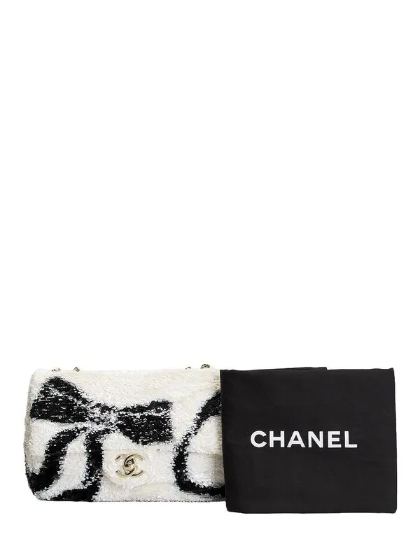 FWRD RENEW Chanel Sequin Ribbon Mini Rectangular Flap Bag - White