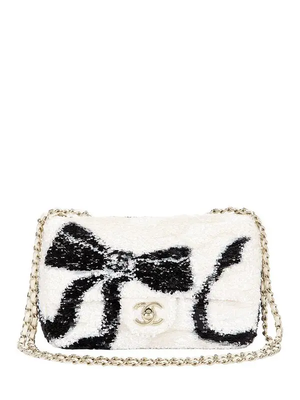 Chanel Sequin Ribbon Mini Bag - White