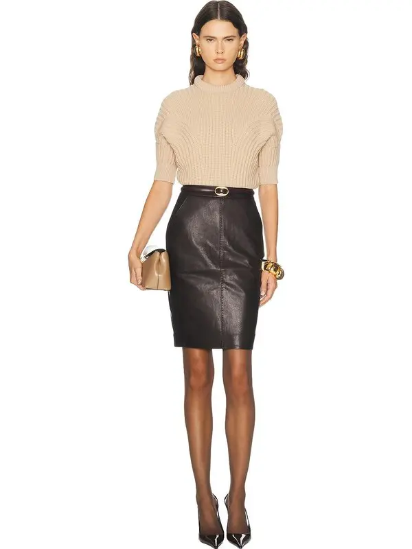 Sportmax Short Sleeve Crochet Sweater - Beige