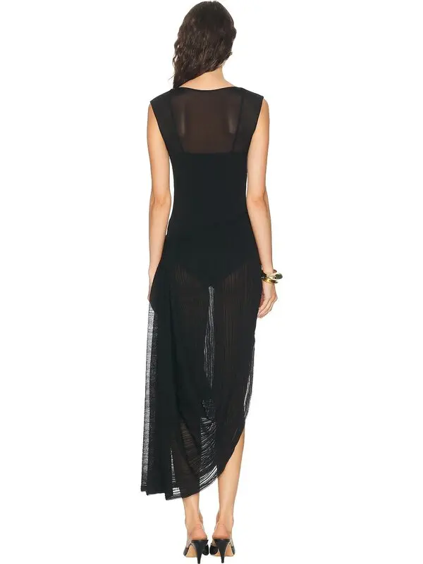 Balmain Black Draped Asymmetric Knit Dress - Noir