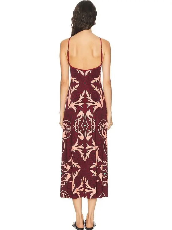 Johanna Ortiz Printed Midi Dress - Wine