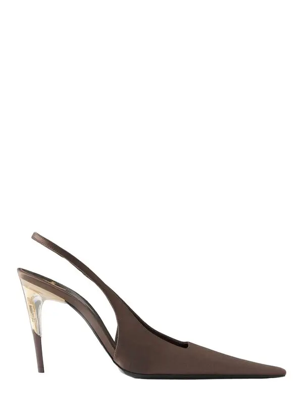 Saint Laurent Goya 95 Crepe Slingback Pumps - Brown