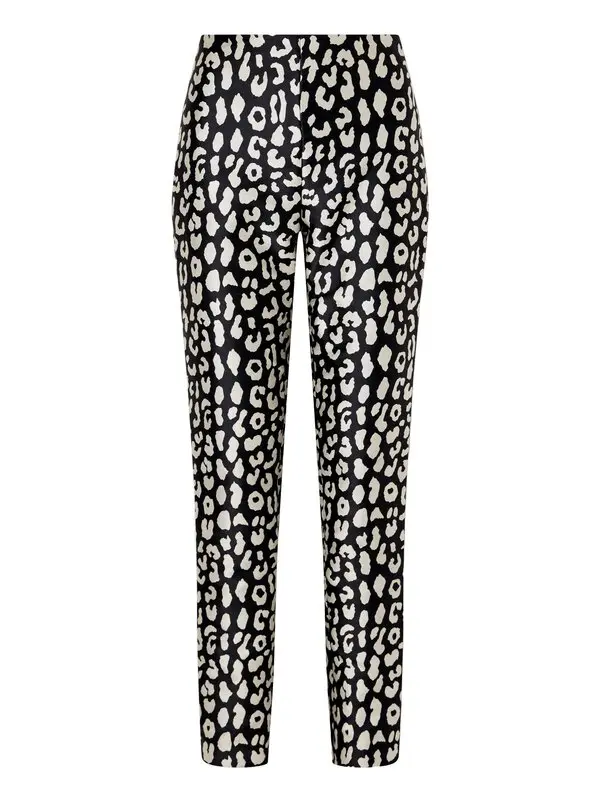 Carolina Herrera Leopard-patterned Jacquard Slim-leg Pants - Black