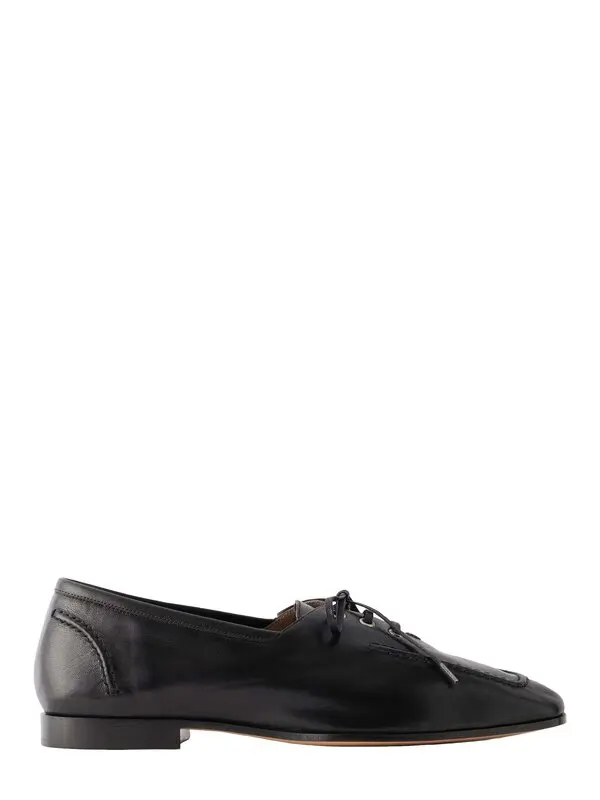 Bottega Veneta Leather Lace-up Square Toe Brogues - Black