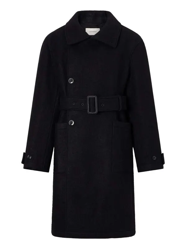 LEMAIRE Lemiare Single-breasted Belted Wool-blend Felt Coat - Black