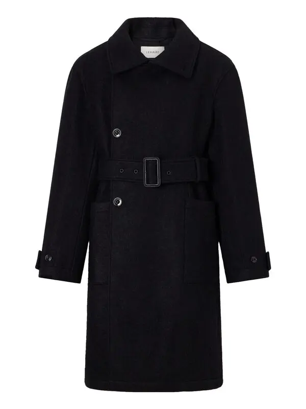 LEMAIRE Single-breasted Belted Coat - Black