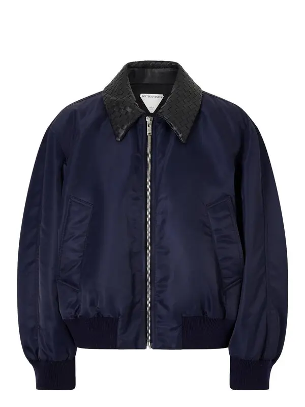 Bottega Veneta Intrecciato Leather Jacket - Blue