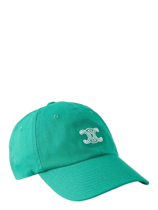 Celine Triomphe Embroidered Cotton-twill Cap - Green