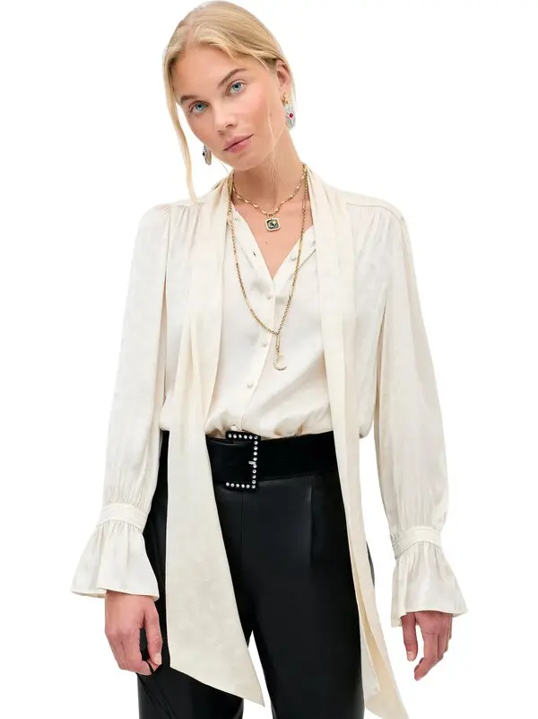 Rixo Evanora Floral Trail Regular Blouse - Ivory