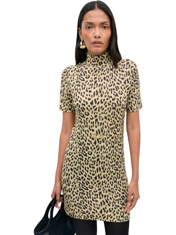Rixo Kylie Miley Leopard Print Mini Dress - Brown