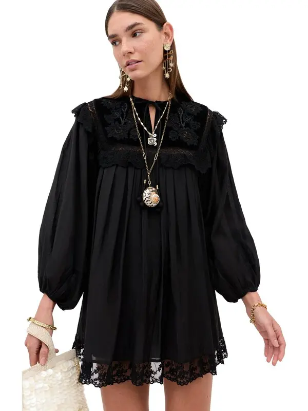 Rixo Inez Lilly Embroidery Shirt - Black
