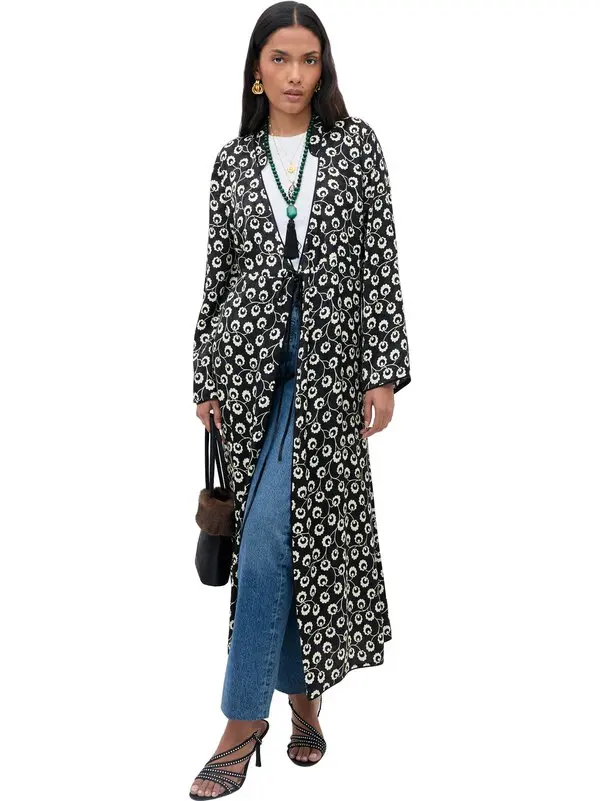 Rixo Cindy Wishing Floral Print Longline Blouse - Black