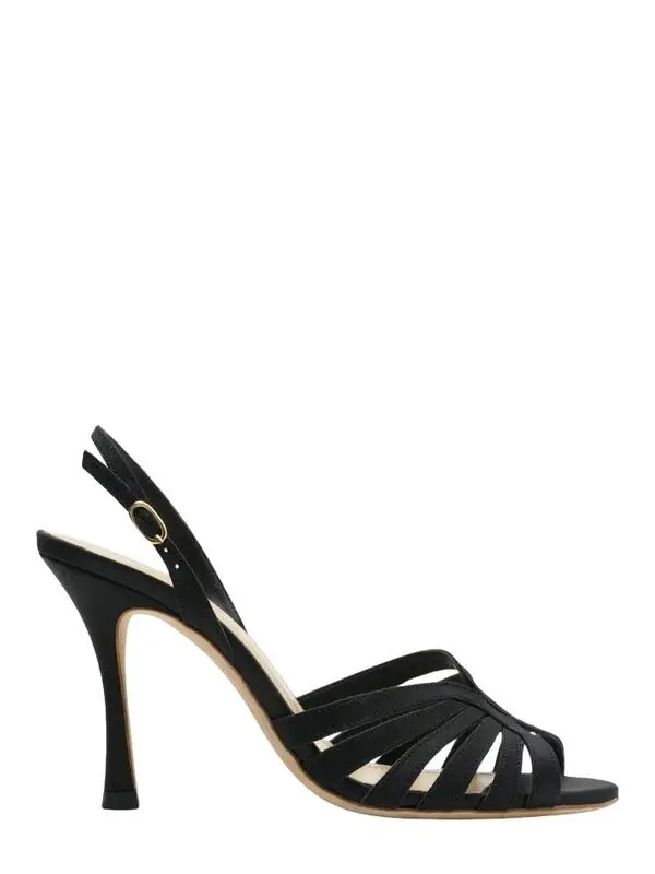 Rixo Mavi Satin Slingback Heels - Black