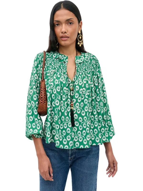 Rixo Maevie Wishing Floral Top - Green