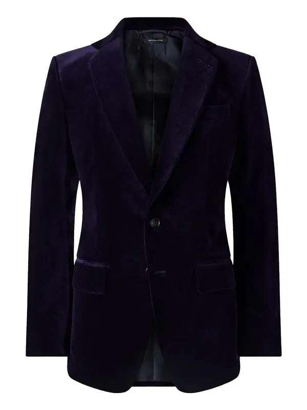 TOM FORD Atticus Slim-fit Cotton-blend Velvet Blazer - Purple