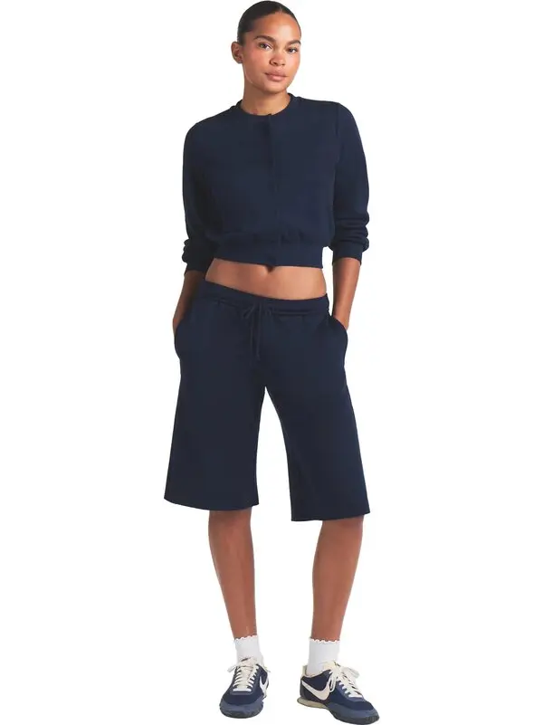 SKIMS Cotton Fleece Long Short - Navy