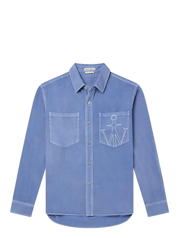 JW Anderson Logo-embroidered Cotton-twill Shirt - Blue