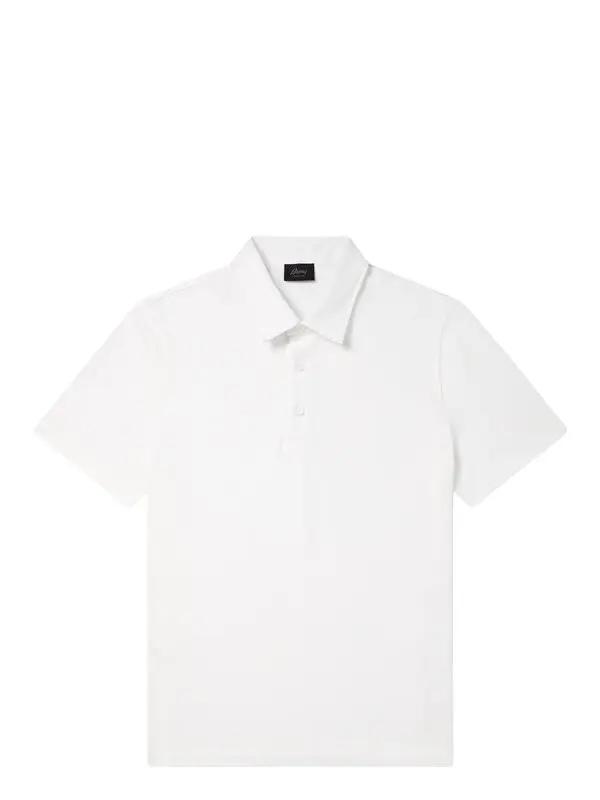 Brioni Cotton-piqué Polo Shirt - White