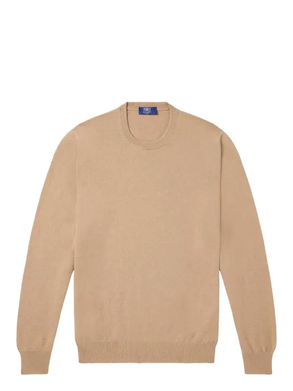 Fedeli 100% Cashmere Crew Neck Sweater - Beige