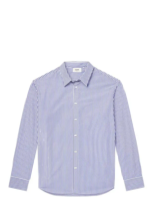 Celine Striped Cotton-poplin Shirt - Blue