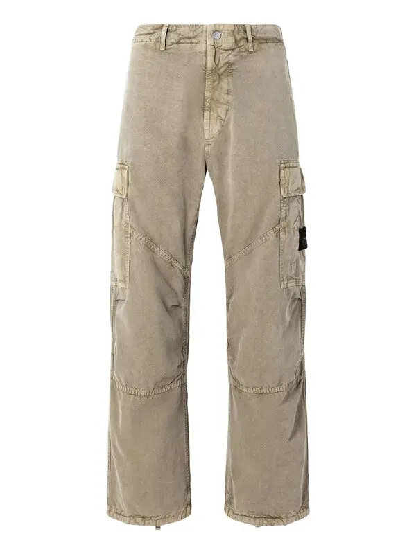 Stone Island Wide-leg Garment-dyed Cotton And Lyocell-blend Cargo Trousers - Green