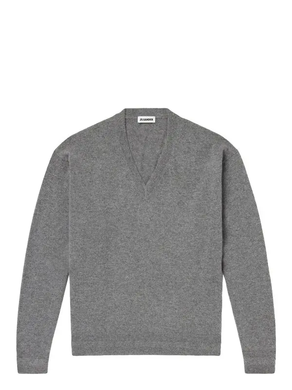 JIL SANDER Cashmere V-neck Sweater - Gray