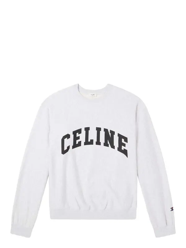 Celine Logo-print Cotton-jersey Sweatshirt - Gray