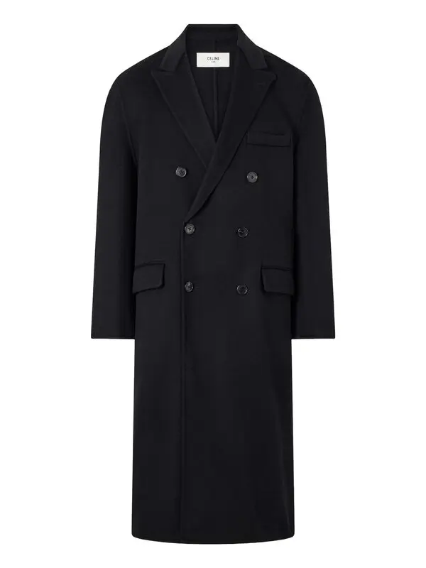 Celine Double-breasted Cashmere Overcoat - Black
